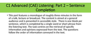 C1 Advanced (CAE) Listening Tips, Cambridge Test | PPTX