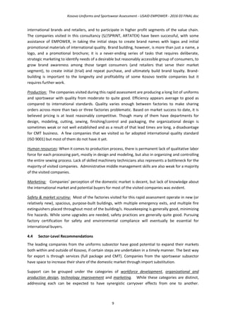 Kosovo Uniforms and Sportswear Assessment - USAID EMPOWER - 2016 03 ...