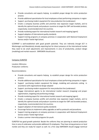 Kosovo Uniforms and Sportswear Assessment - USAID EMPOWER - 2016 03 ...