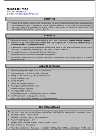 Vikas_Kumar_4Year EXP | DOC | Automotive Industry | Industries