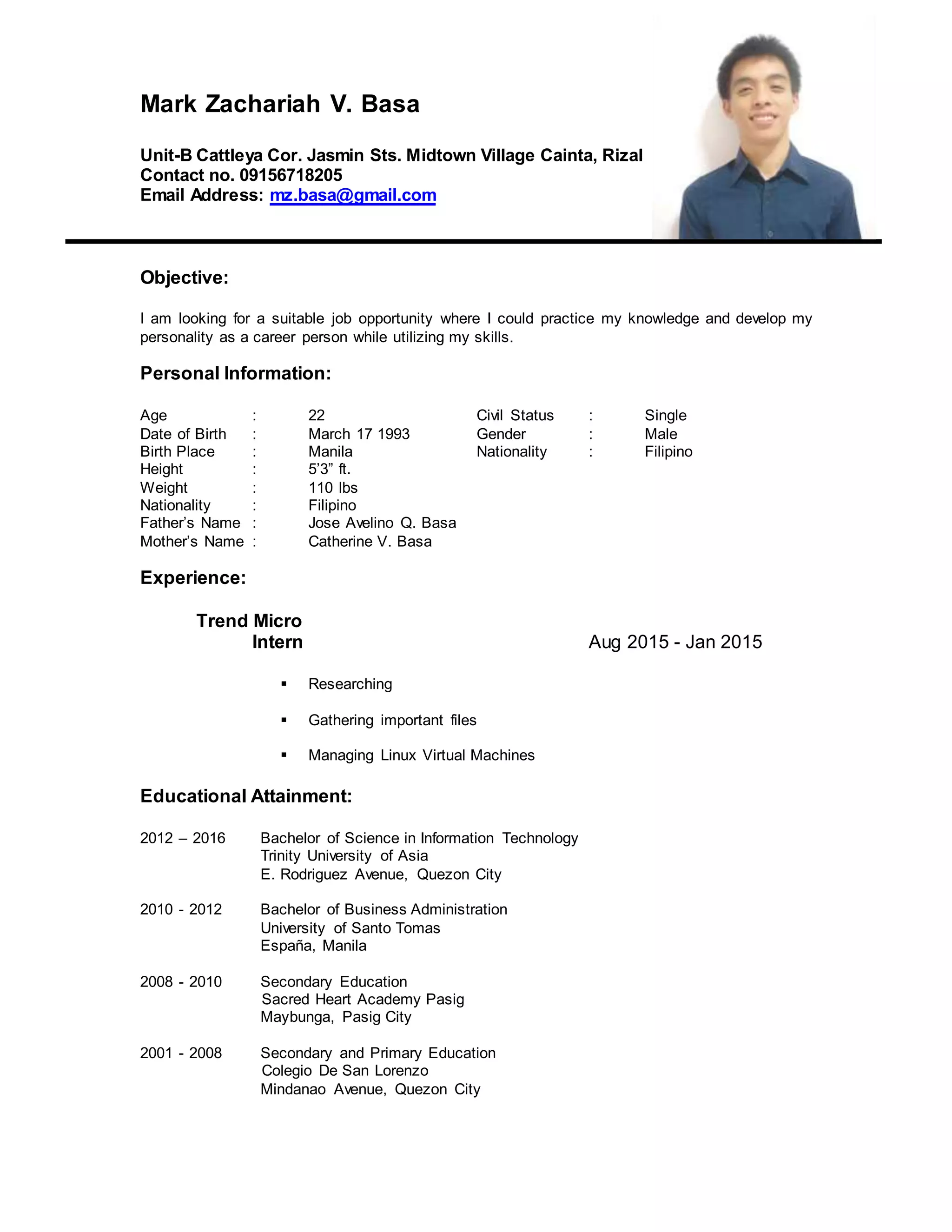 Basa, Mark Resume | DOCX