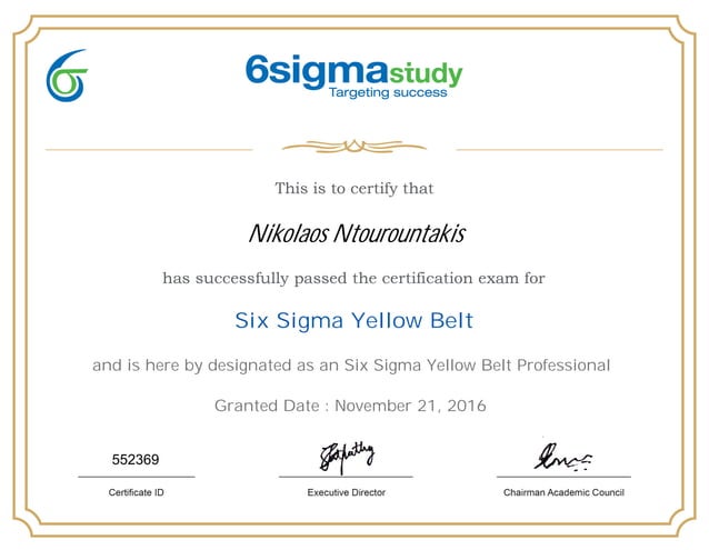 6sigma certificate yellow belt | PPT