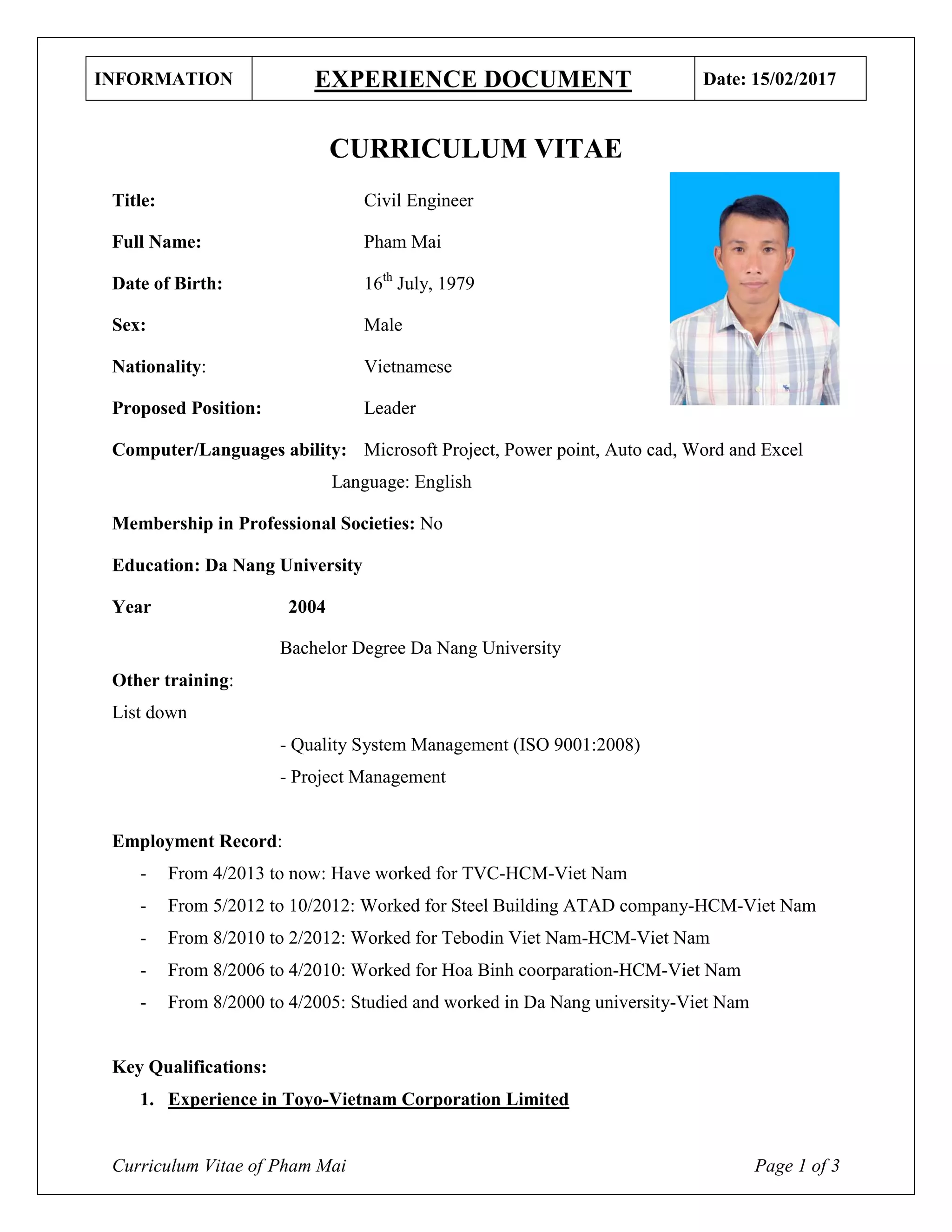 CV-Name of candidate - English | PDF
