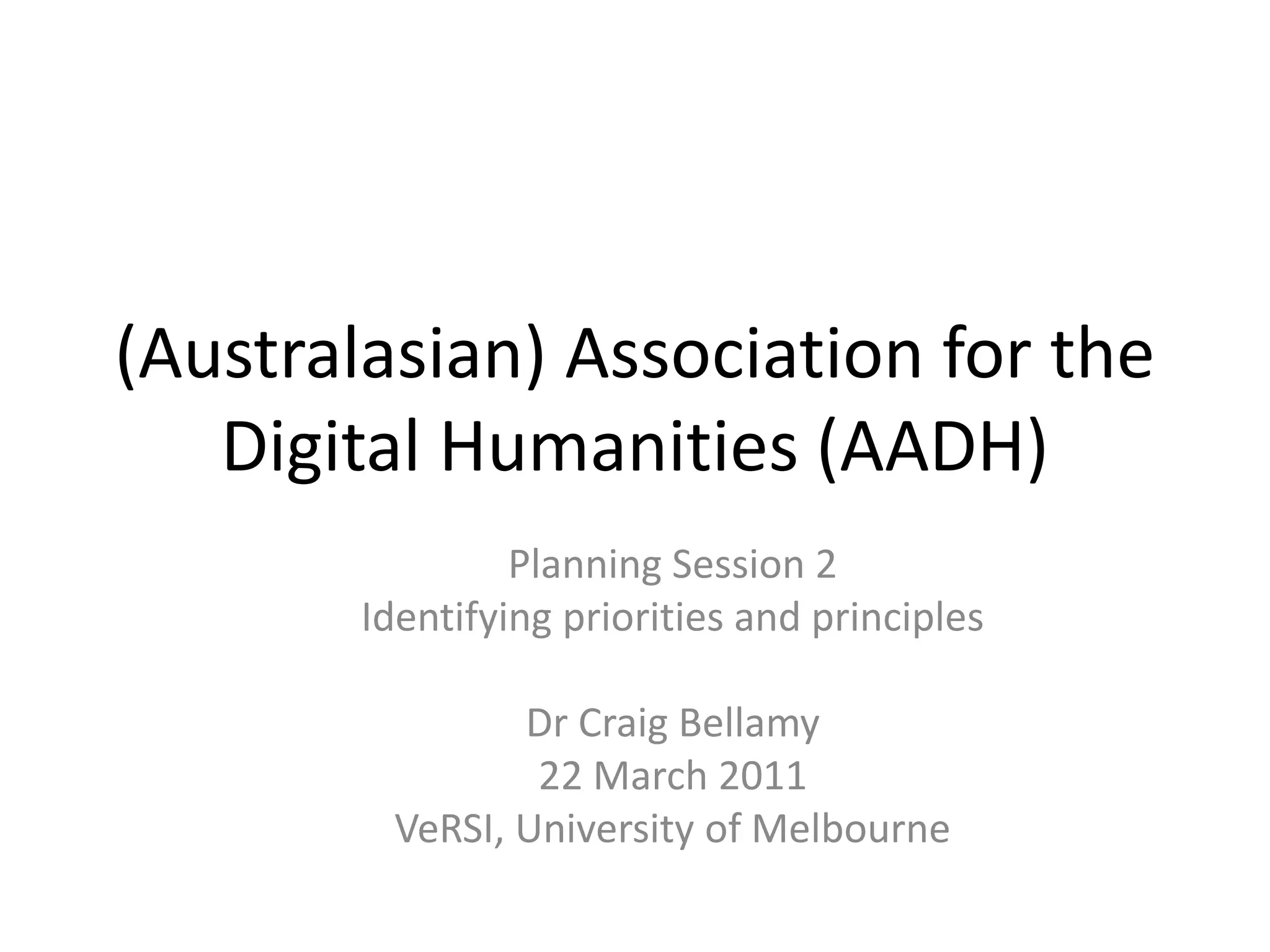 Planning Session 2 AADH (framework) | PPT