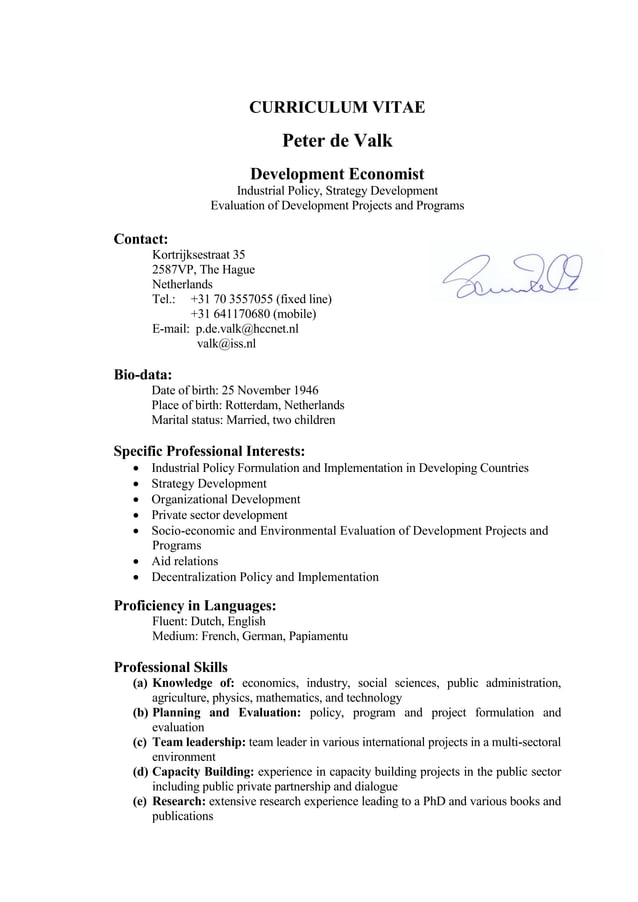 CV PeterdeValk 2016 | PDF