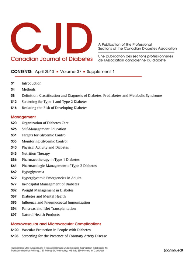 C1 cda canadian diabetes association guidelines 2013 | PDF
