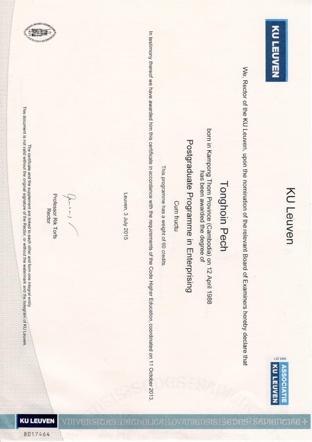 KU L Certificate | PDF | Free Download