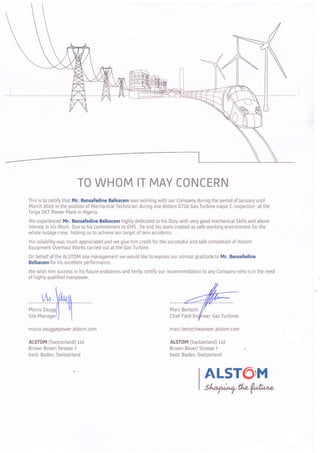 Alstom Certification for Mechanical Technician | PDF