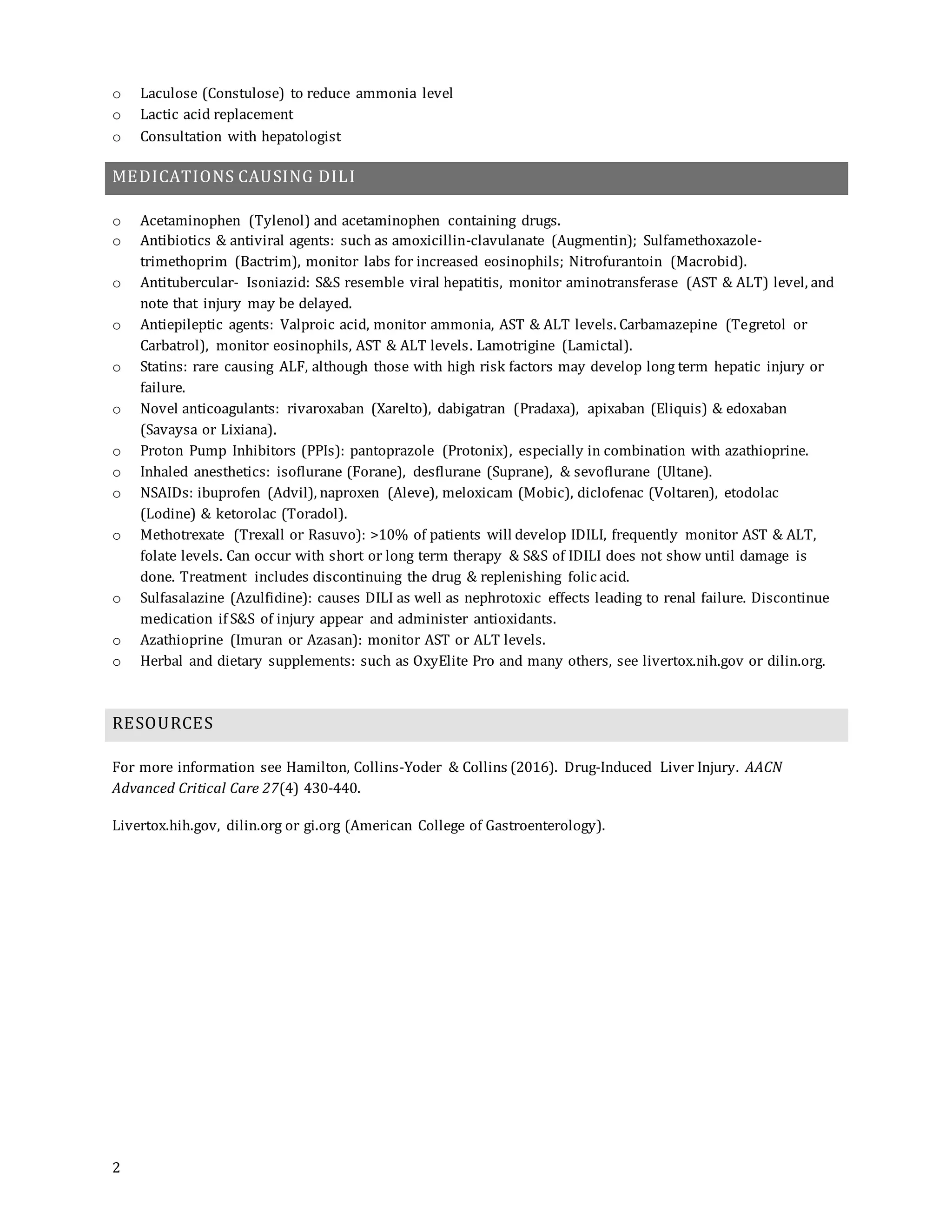 Drug Induced Liver Injury Quick Guide | DOCX