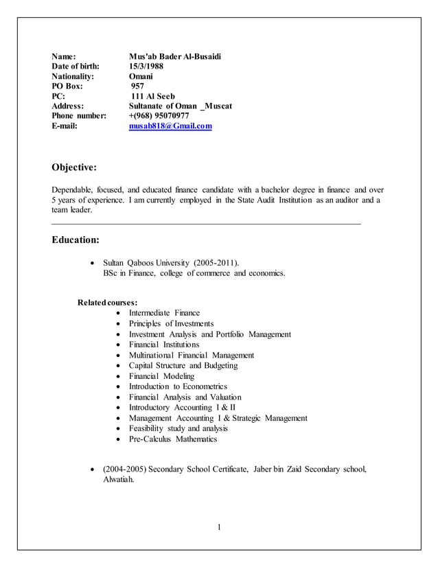 Musab's CV | PDF