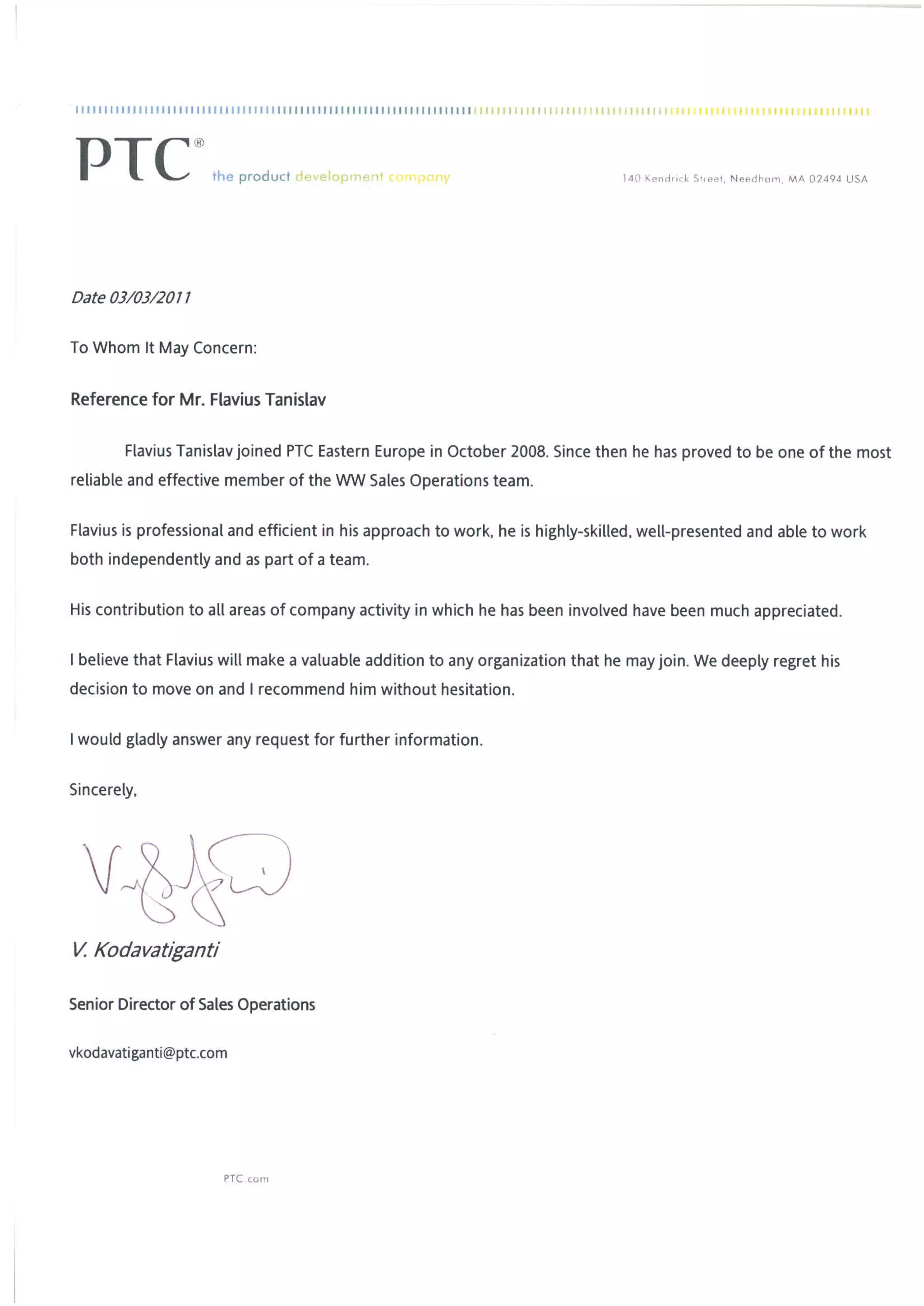 PTC reference letter | PDF