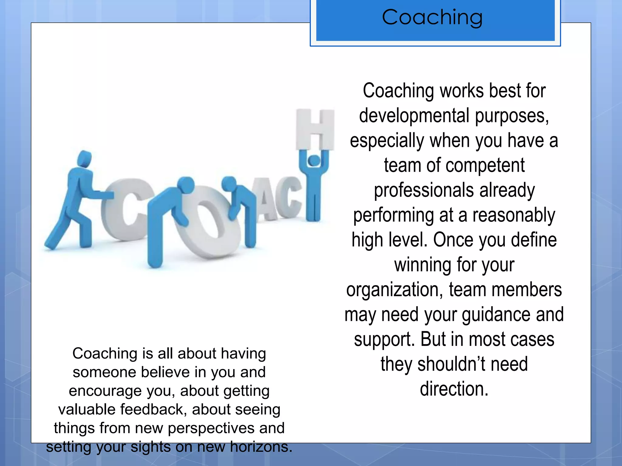 know when to manage and when to coach | PPTX