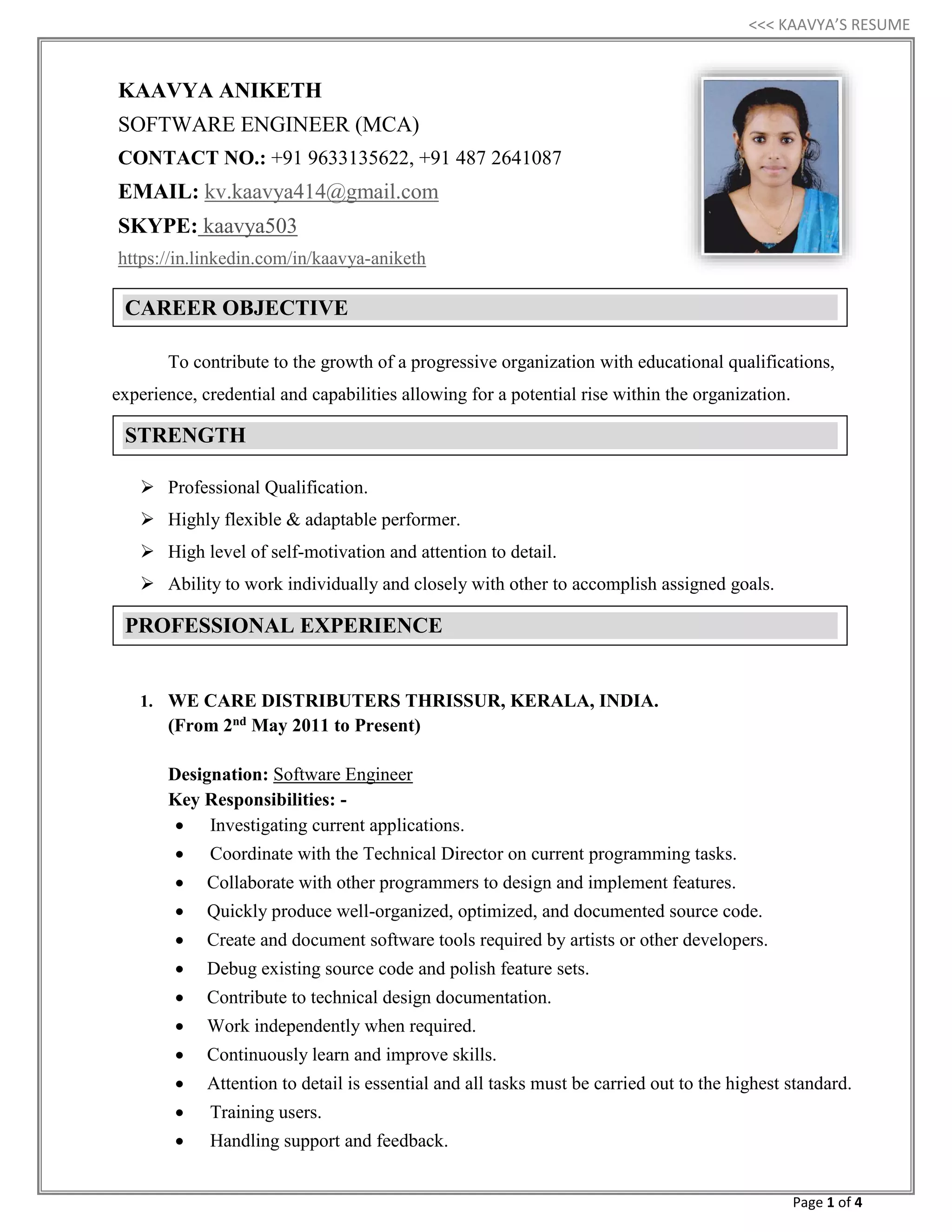 KAAVYA'S RESUME | PDF