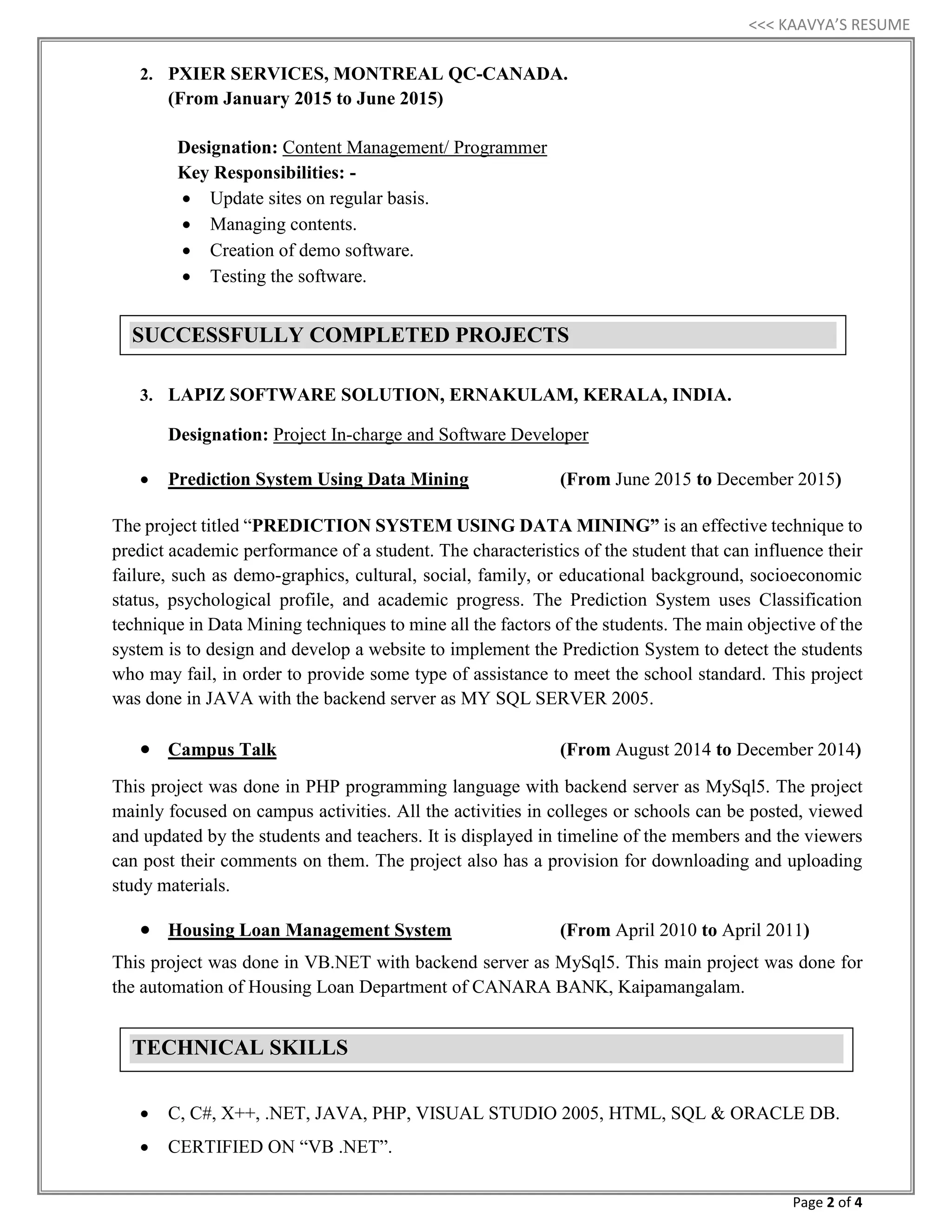 KAAVYA'S RESUME | PDF