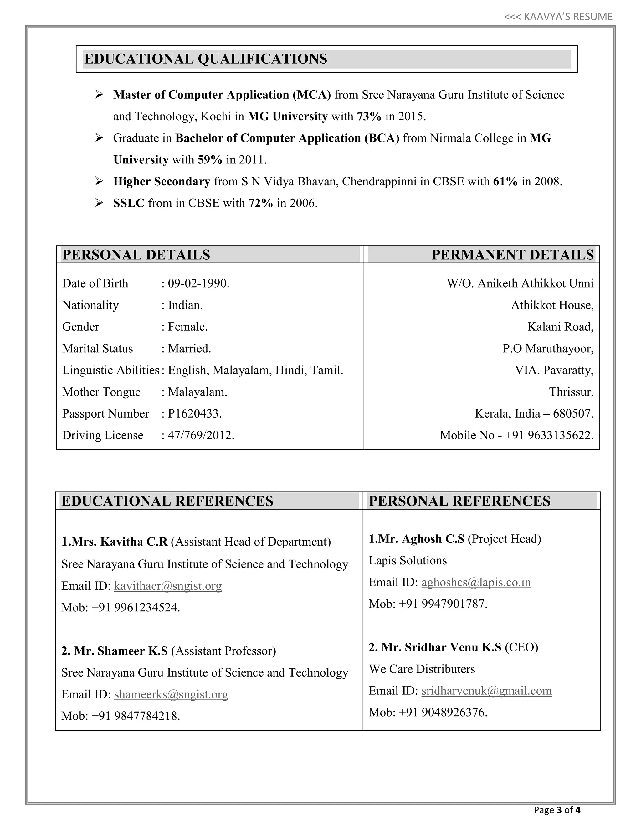 KAAVYA'S RESUME | PDF