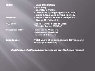 NOUR MEREI CV & Cake Work Portfolio - Slide Show | PPT