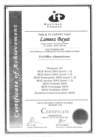 PA and Office Administrator Certificate | PDF