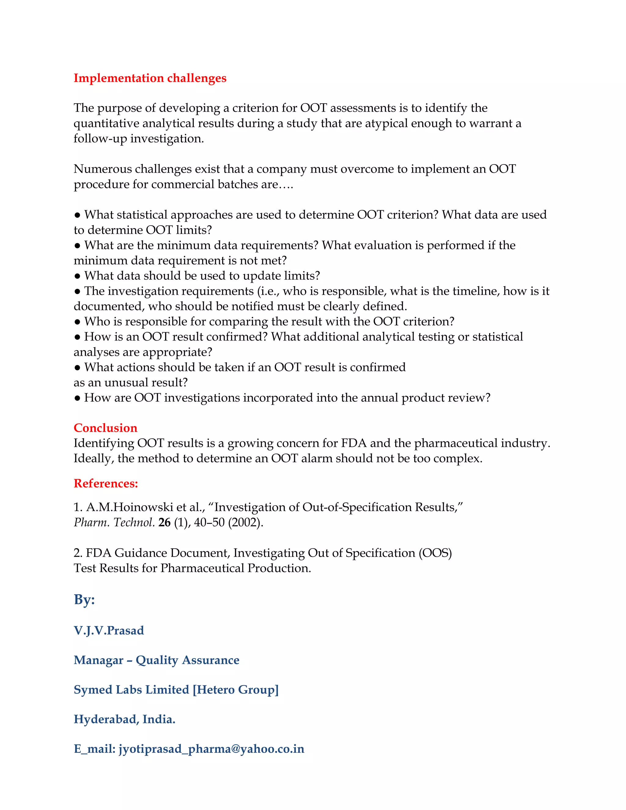 OOT results Article | PDF