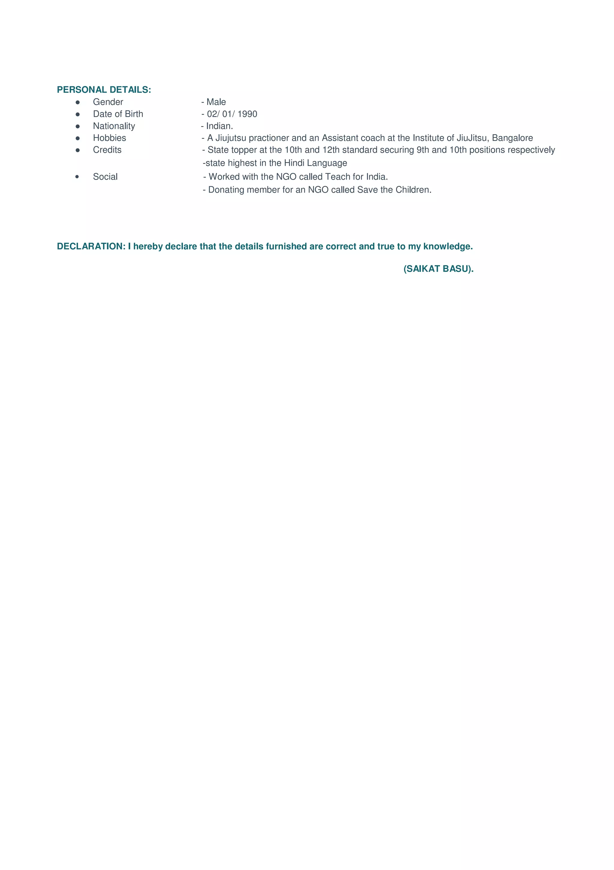 Saikat Basu-CV | PDF | Desktop Publishing | Computer Software and Applications