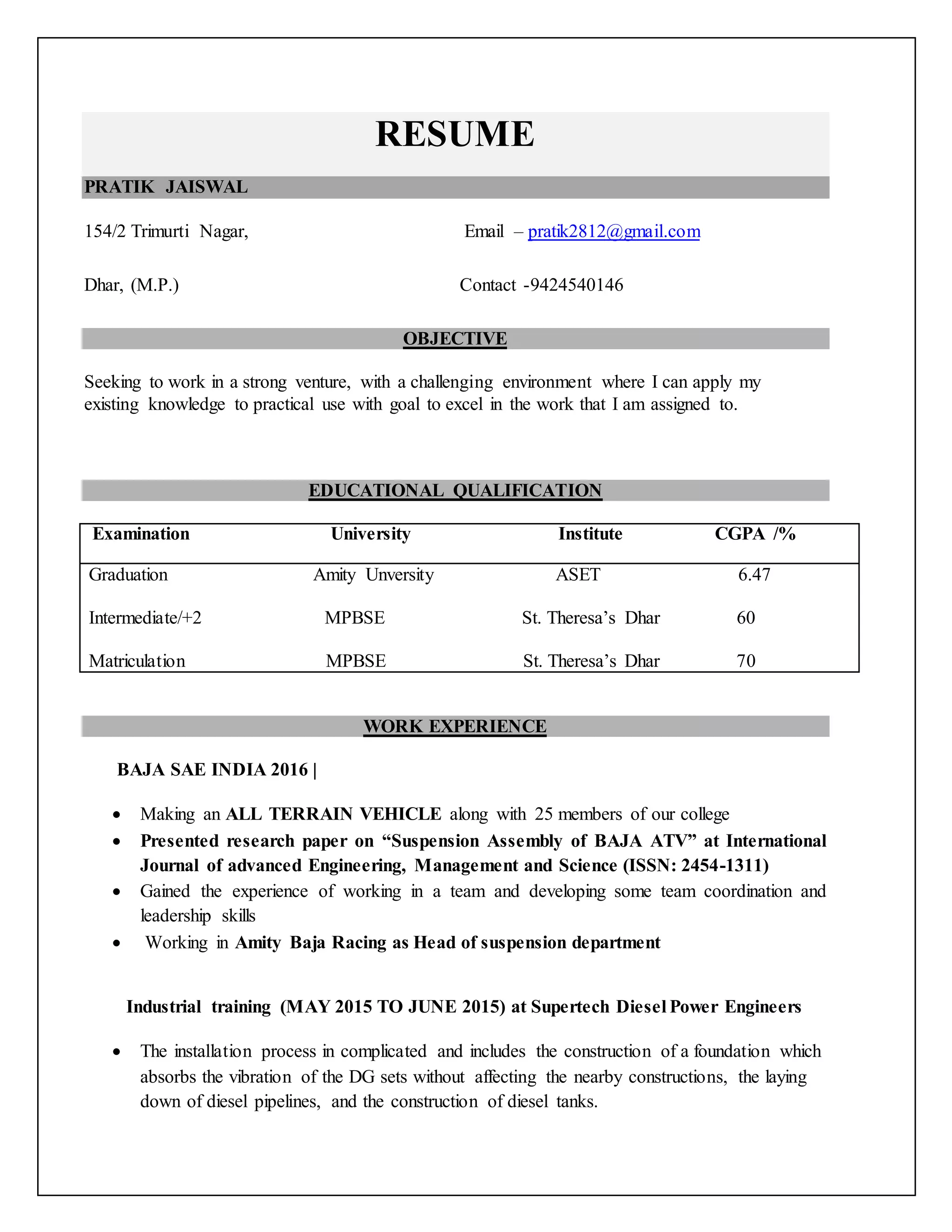 Pratik resume | PDF