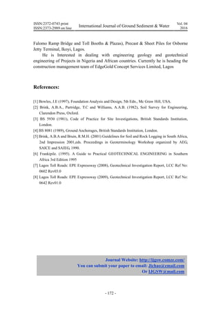 The Role of Geotechnical Site Investigations of Lekki Toll Road ...