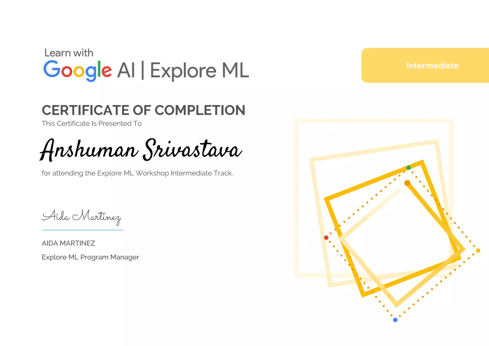 Explore ml certificate | PPT