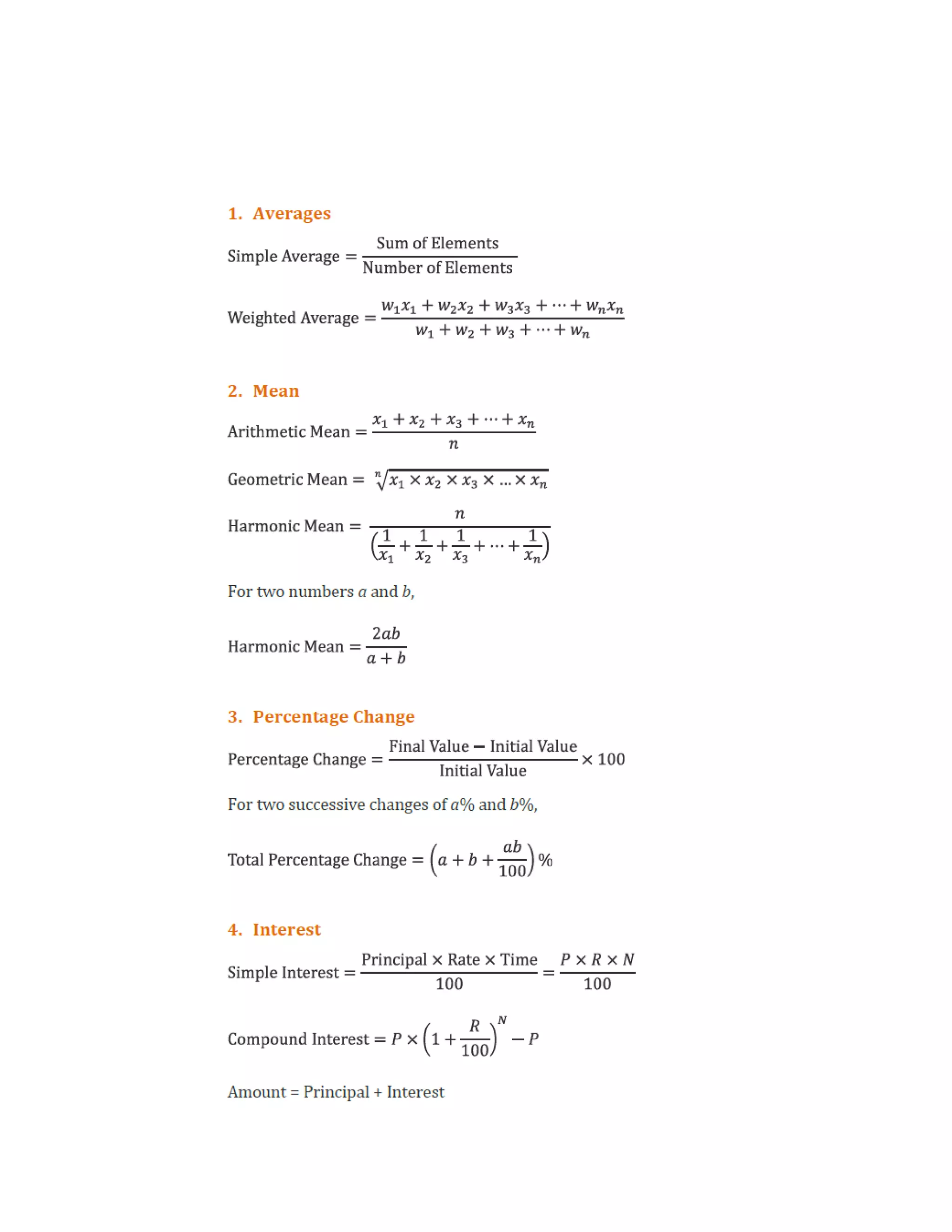 Maths Top 50 Formulas | PDF