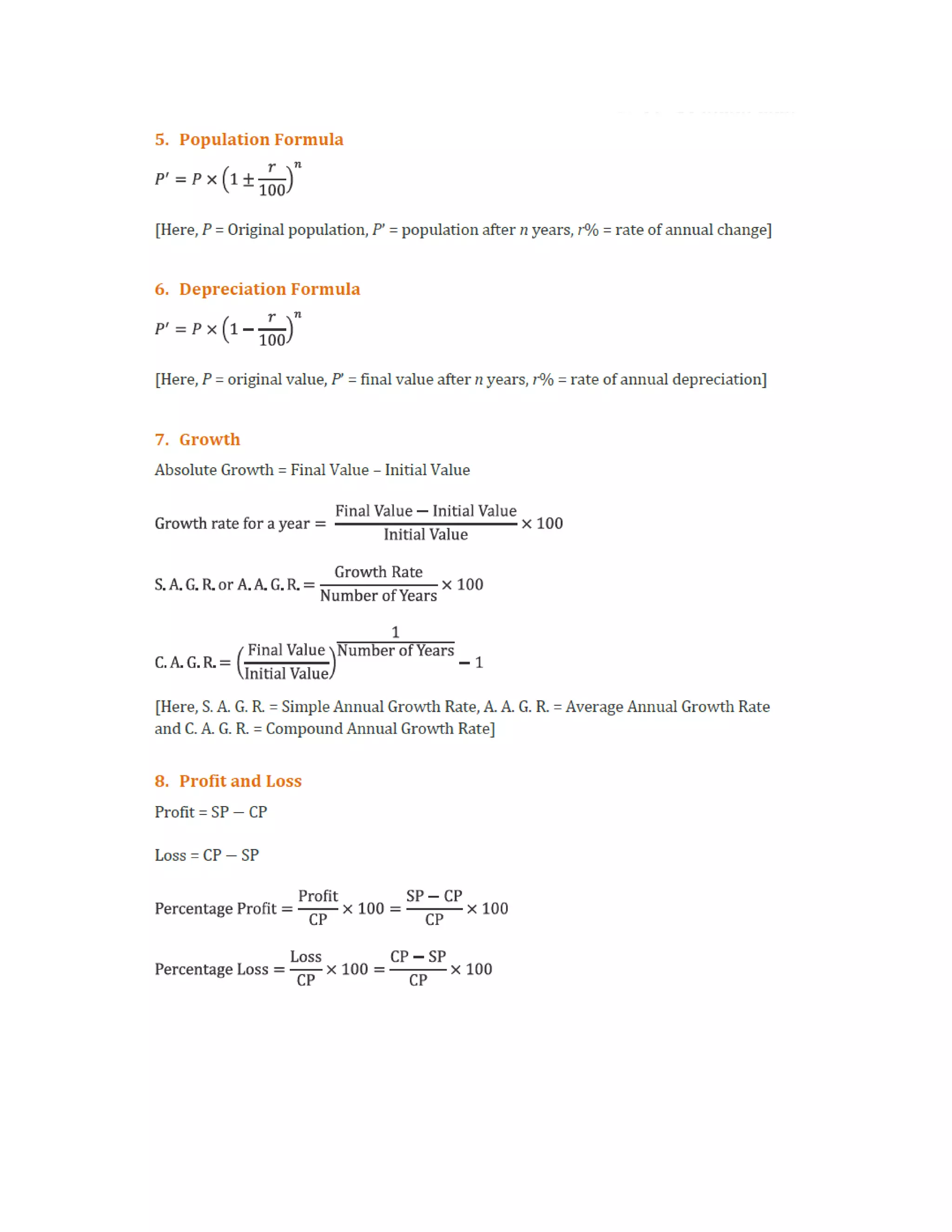 Maths Top 50 Formulas | PDF