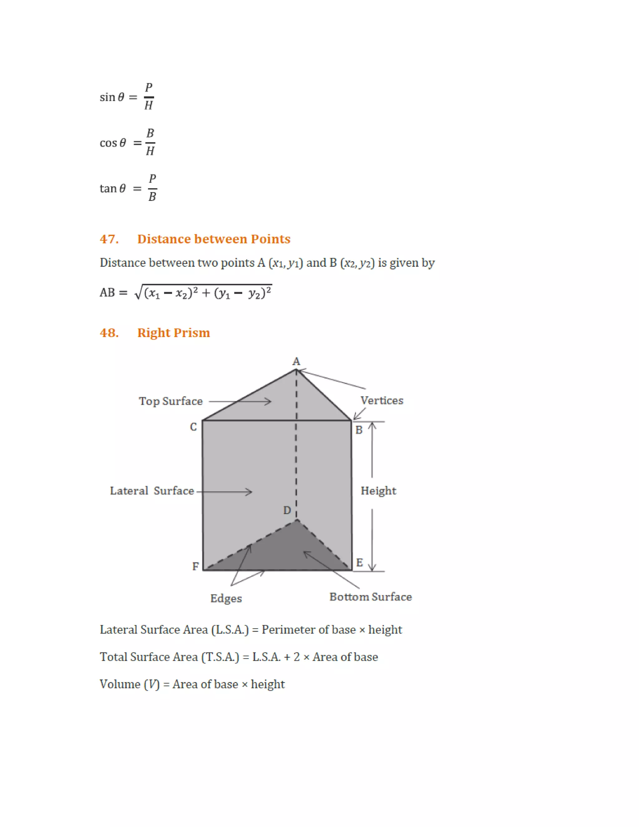 Maths Top 50 Formulas | PDF