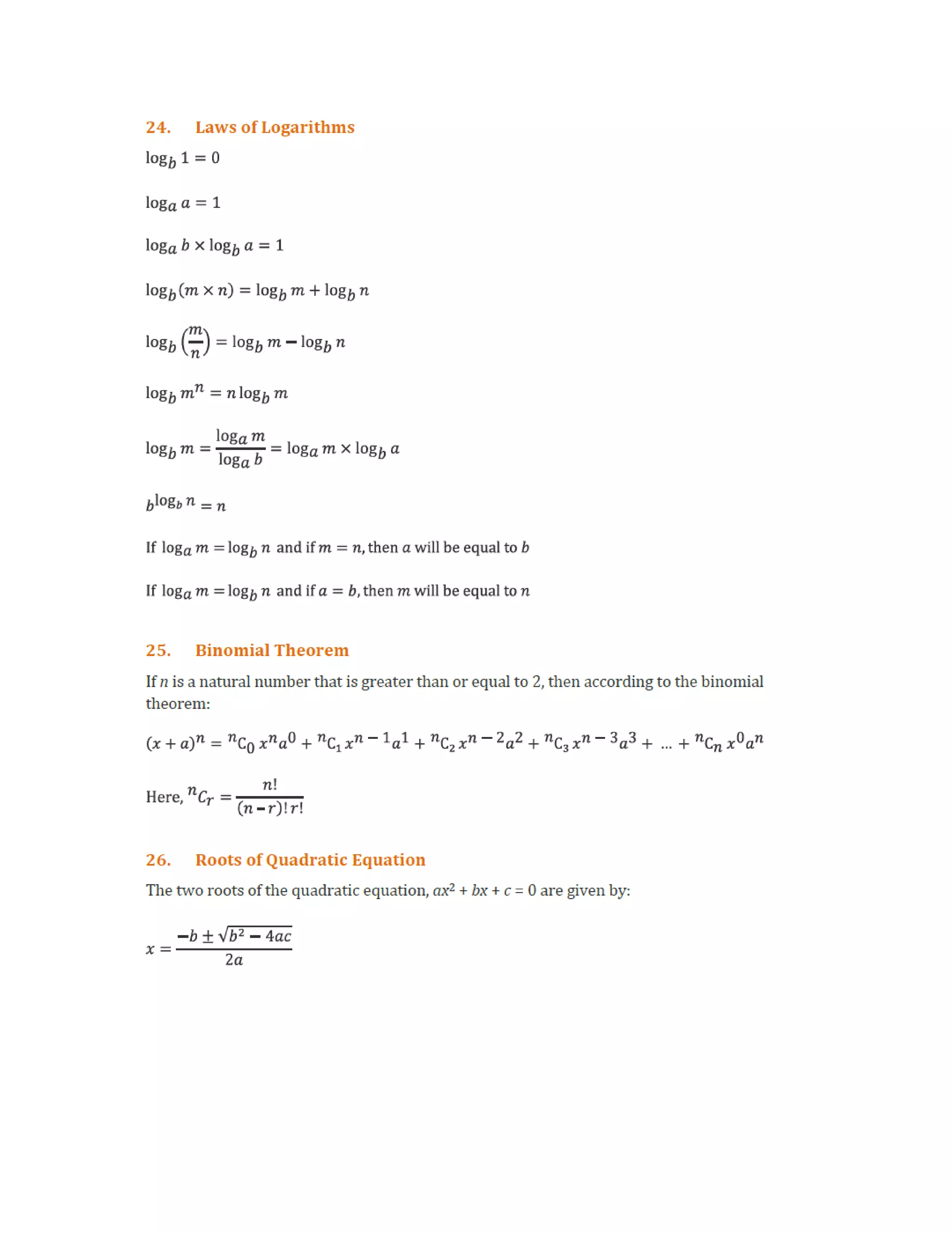 Maths Top 50 Formulas | PDF