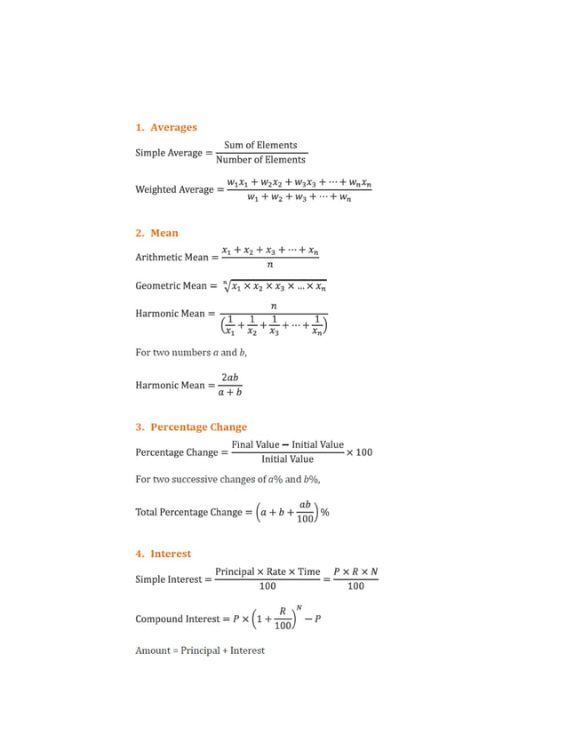 Maths Top 50 Formulas | PDF