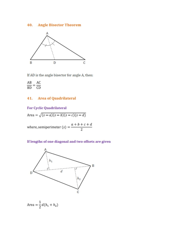 Maths Top 50 Formulas | PDF