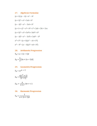 Maths Top 50 Formulas | PDF