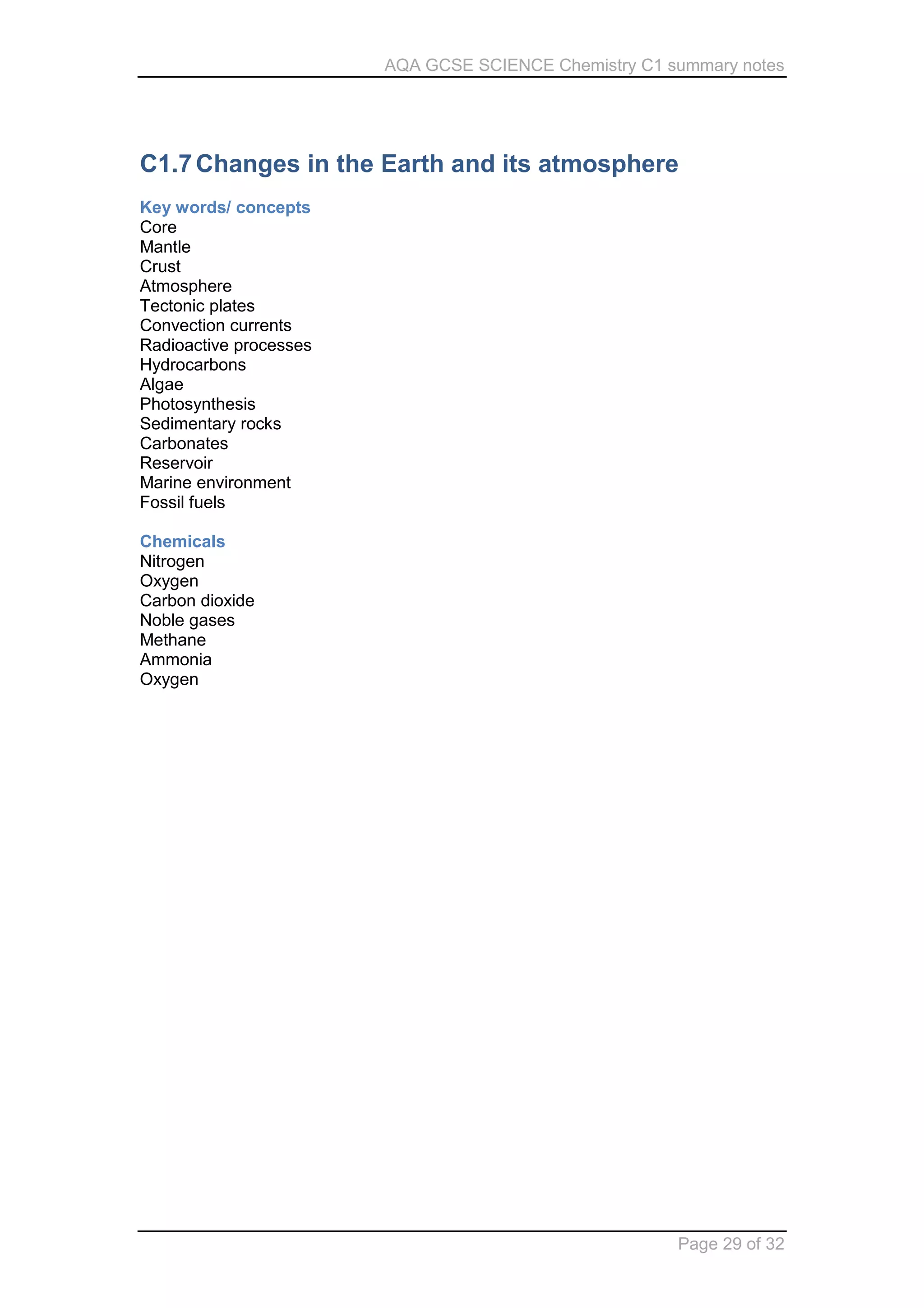 AQA GCSE Science C1 notes | PDF
