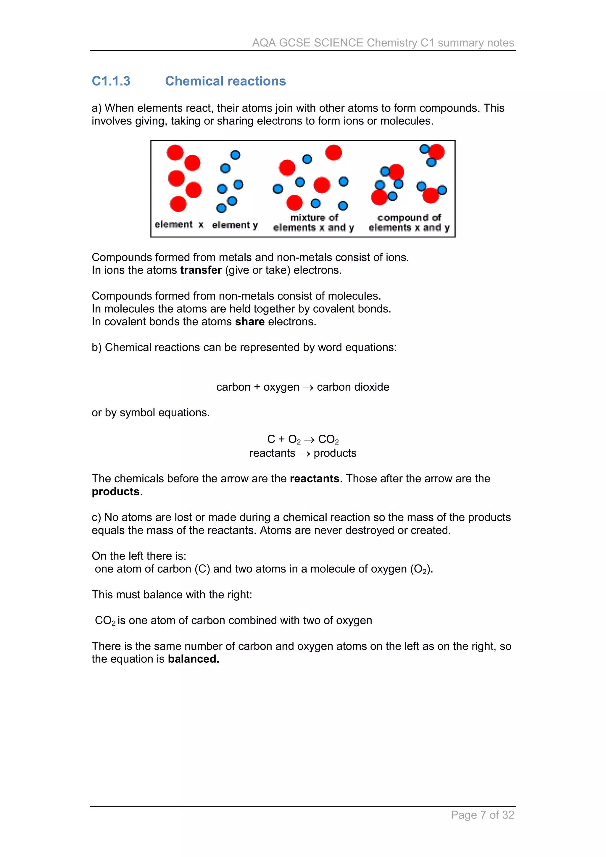 AQA GCSE Science C1 notes | PDF
