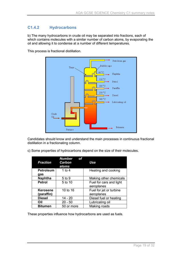 AQA GCSE Science C1 notes | PDF | Chemistry | Science