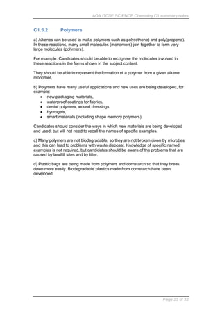 AQA GCSE Science C1 notes | PDF