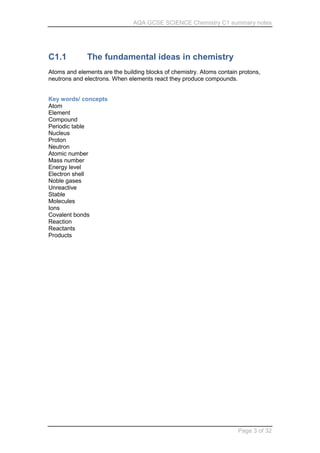 AQA GCSE Science C1 notes | PDF