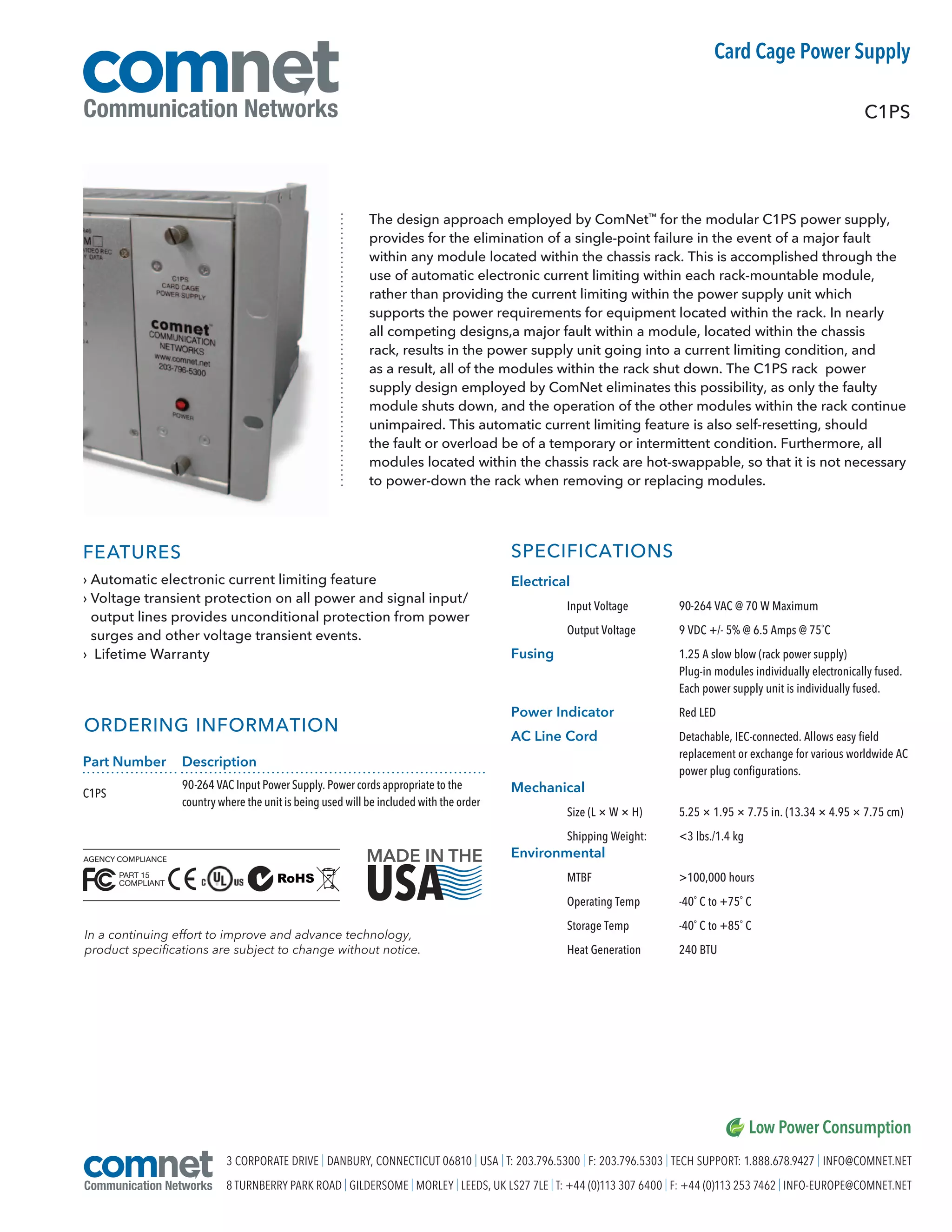 ComNet C1PS Data Sheet | PDF