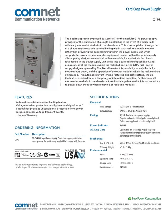 ComNet C1PS Data Sheet | PDF