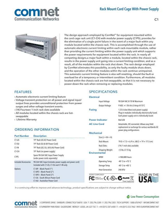 ComNet C1-US Data Sheet | PDF