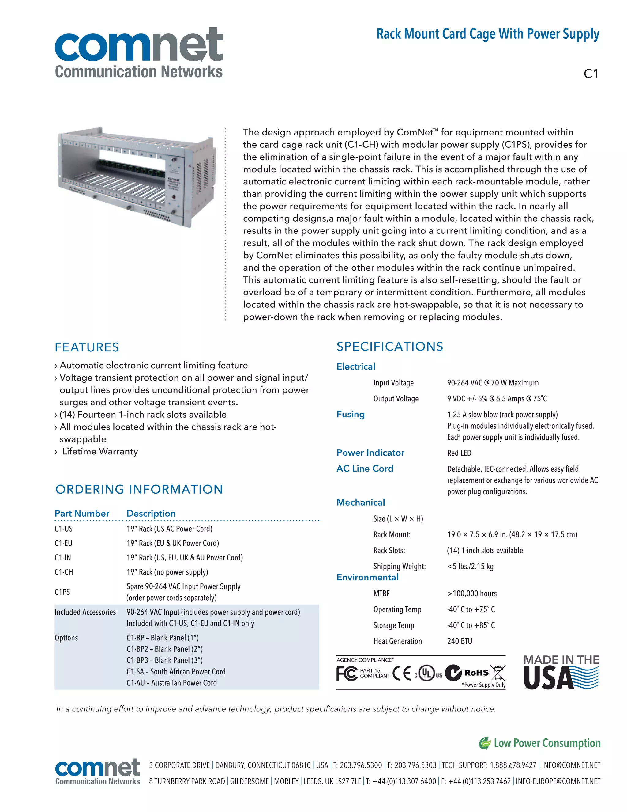 ComNet C1US Data Sheet | PDF