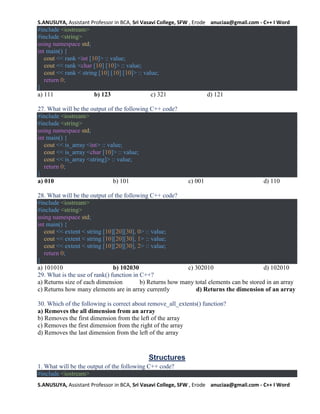 C++ 260 MCQ Question with Answer for all Units | DOCX