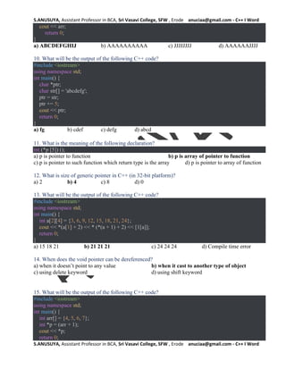 C++ 260 MCQ Question with Answer for all Units | DOCX