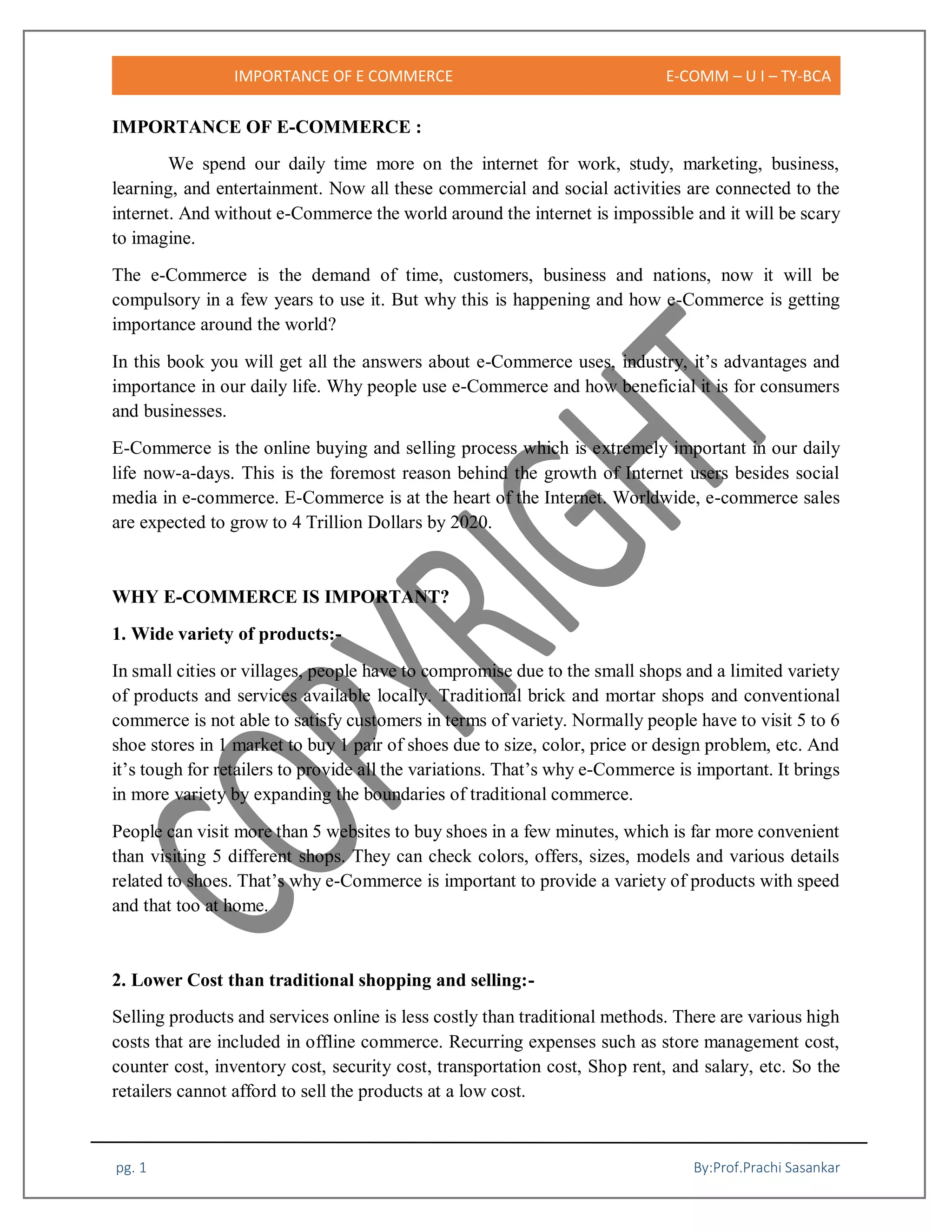 Importance of E- commerce | PDF