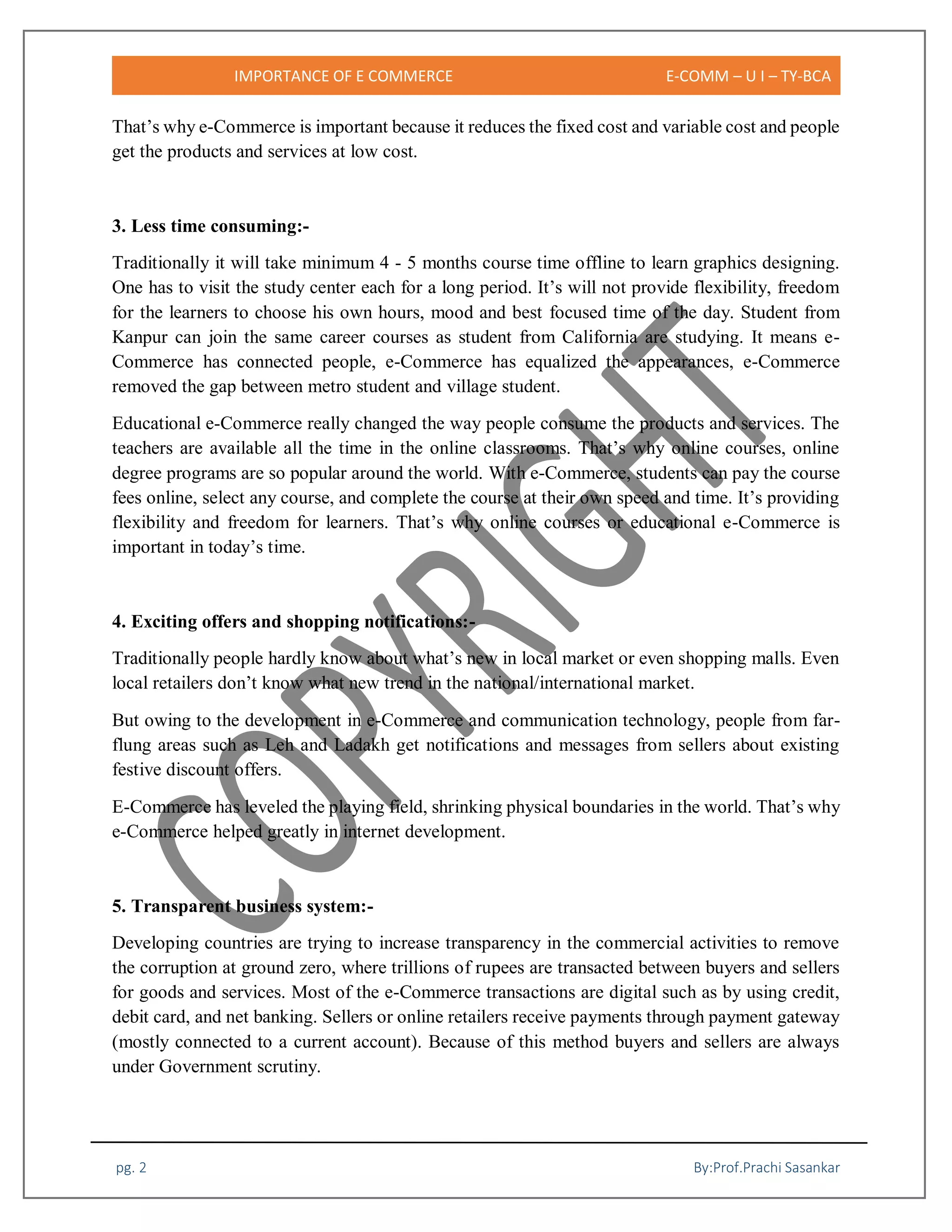 Importance of E- commerce | PDF