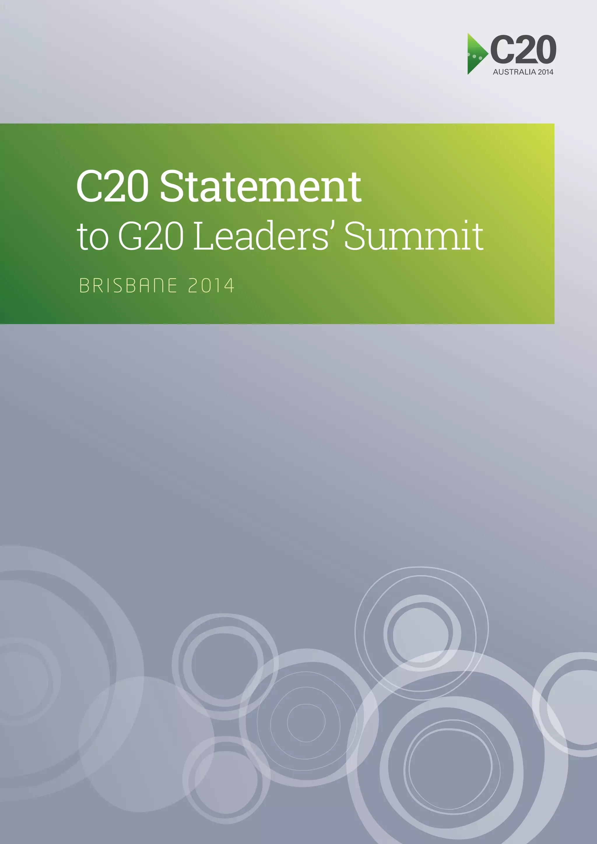 C20 Statement to G20 Leaders Summit | PDF