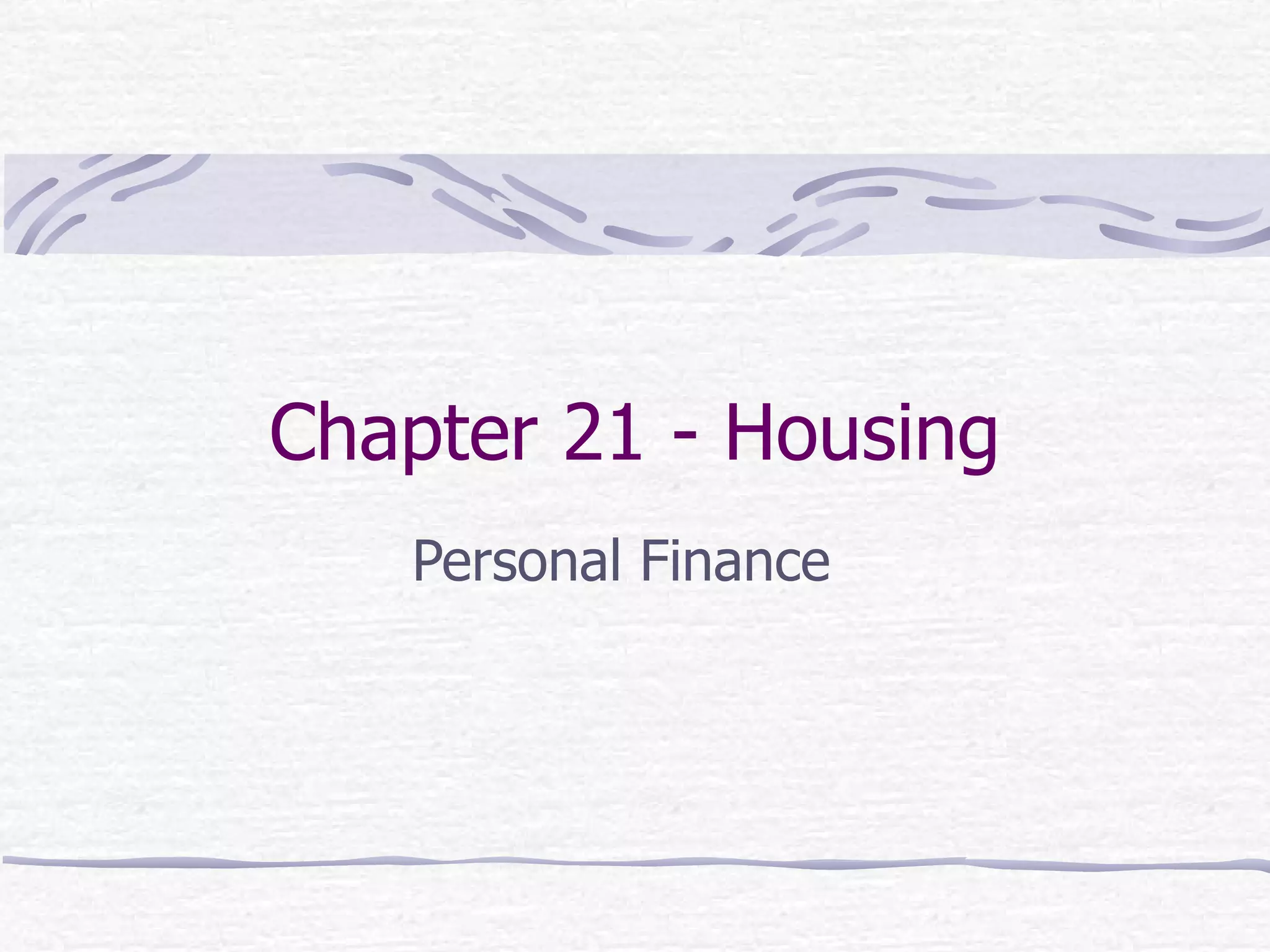 Personal Finance - Housing Options | PPT