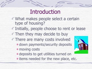 Personal Finance - Housing Options | PPT