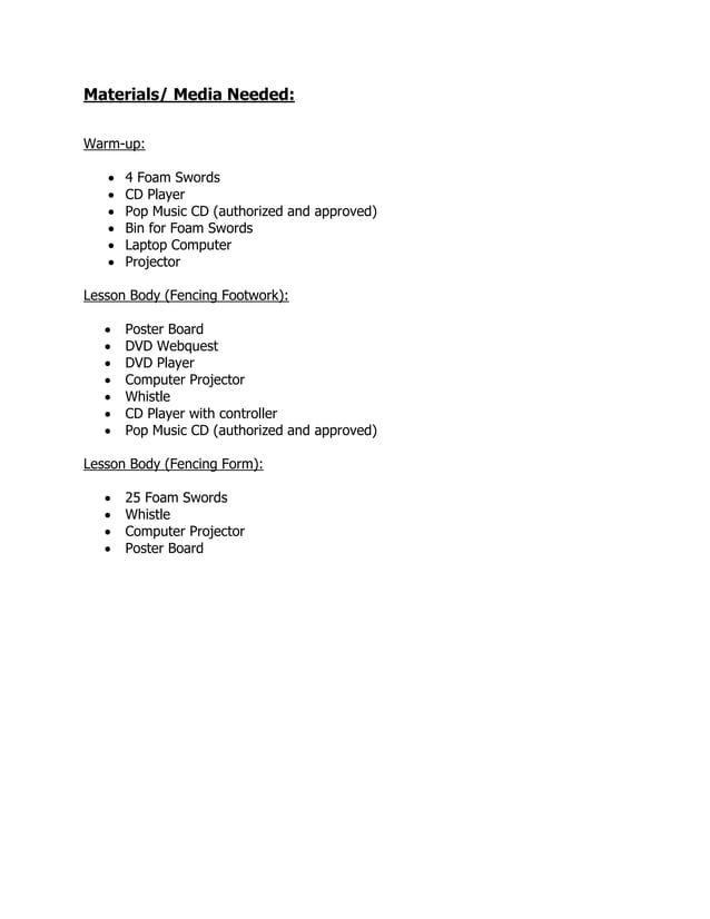 Fencing Lesson Plan-JYoung-002 | PDF | Track and Field | Sports